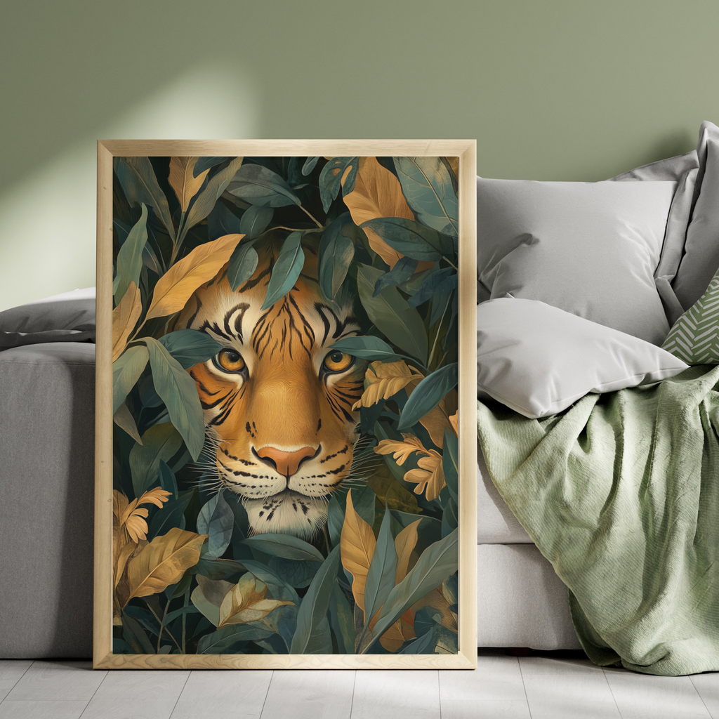 Tiger Peeking in the Jungle Print – Big Art Shop