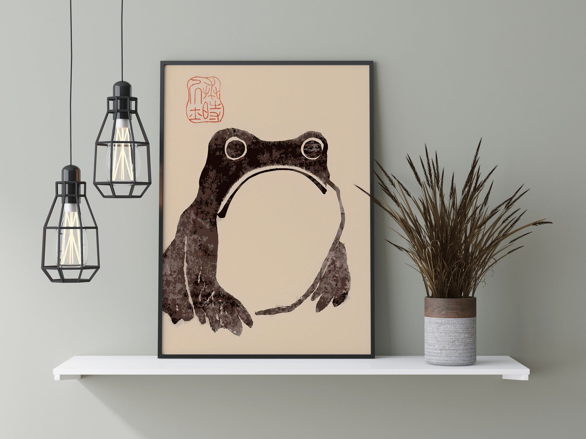 Japanese Frog Art Print, Lonely Frog Matsumoto Hoji Vintage Poster | e – Big Art Shop