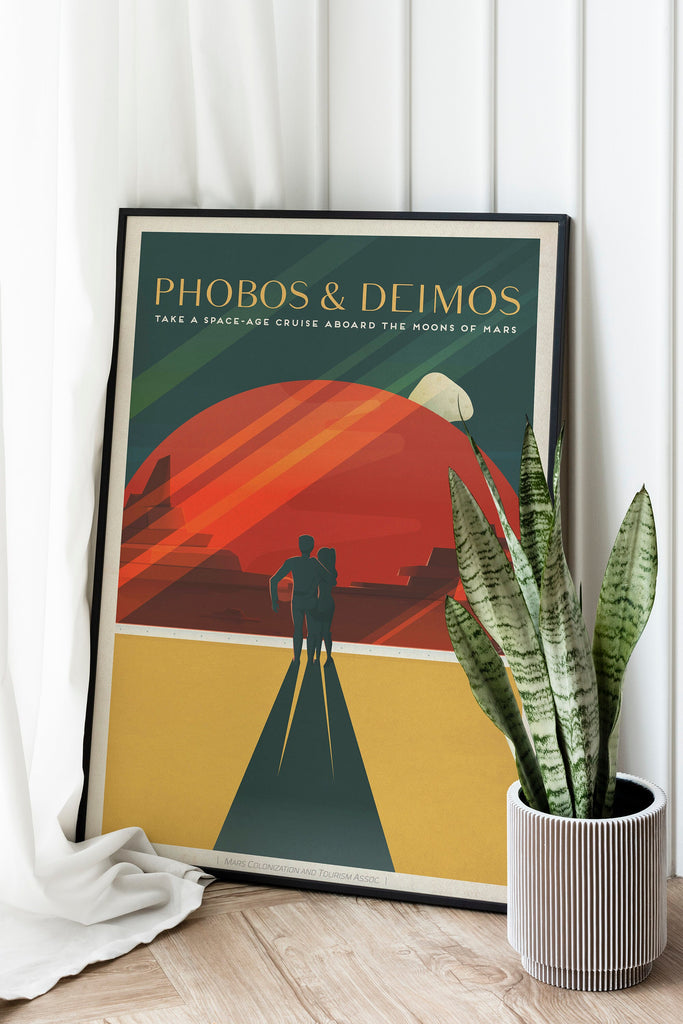 SpaceX Travel Poster, Phobos & Deimos Mars illustration Art Print – Big ...