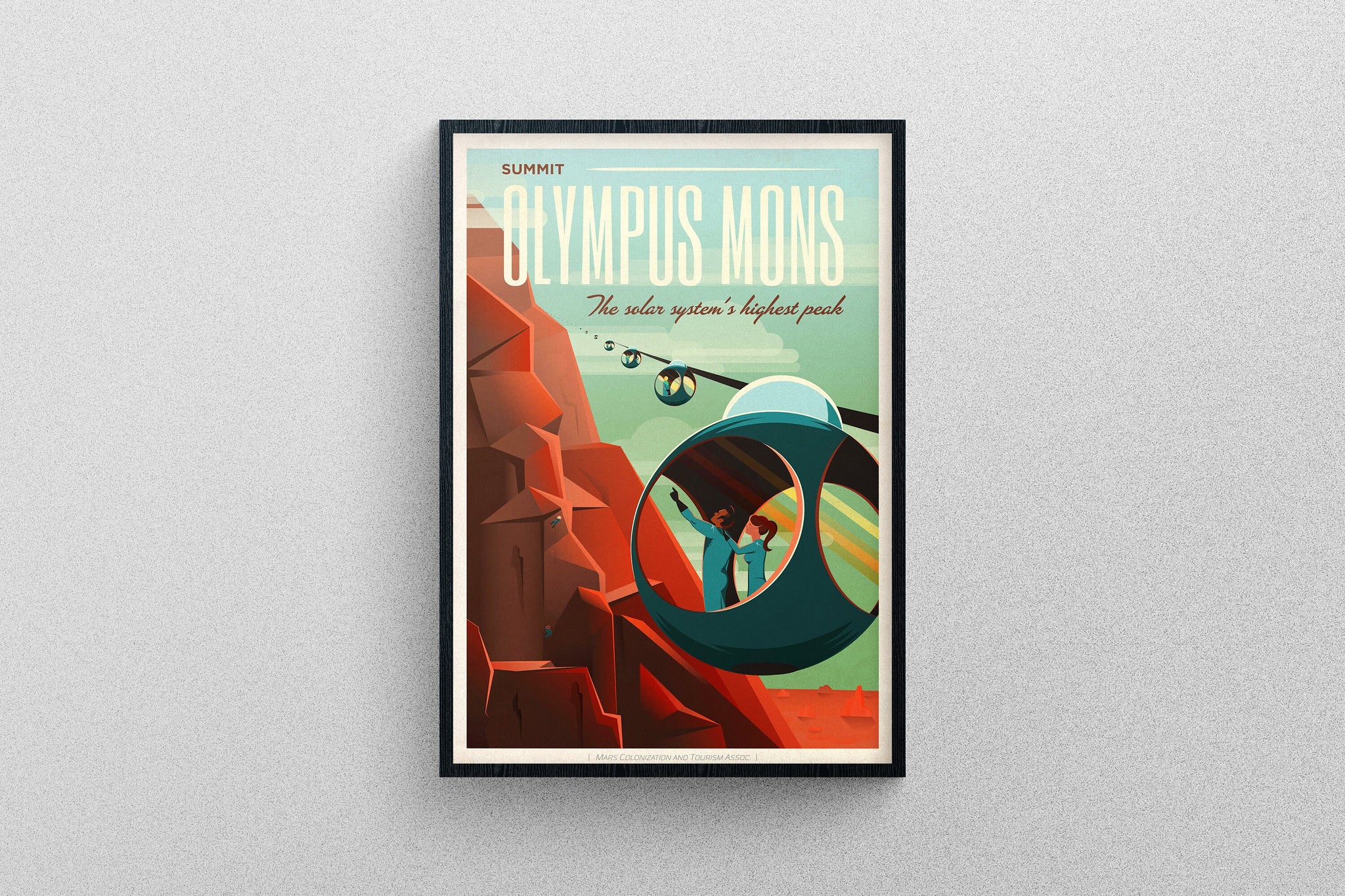SpaceX travel poster, Summit Olympus Mons Mars illustration art print ...