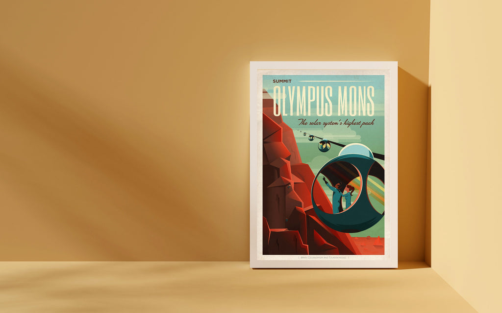 SpaceX travel poster, Summit Olympus Mons Mars illustration art print ...