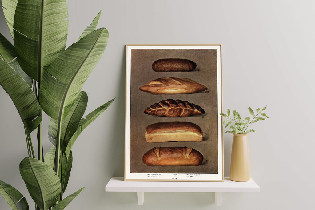 Various baked breads vintage poster | Art Print Diagram Chart exhibiti ...