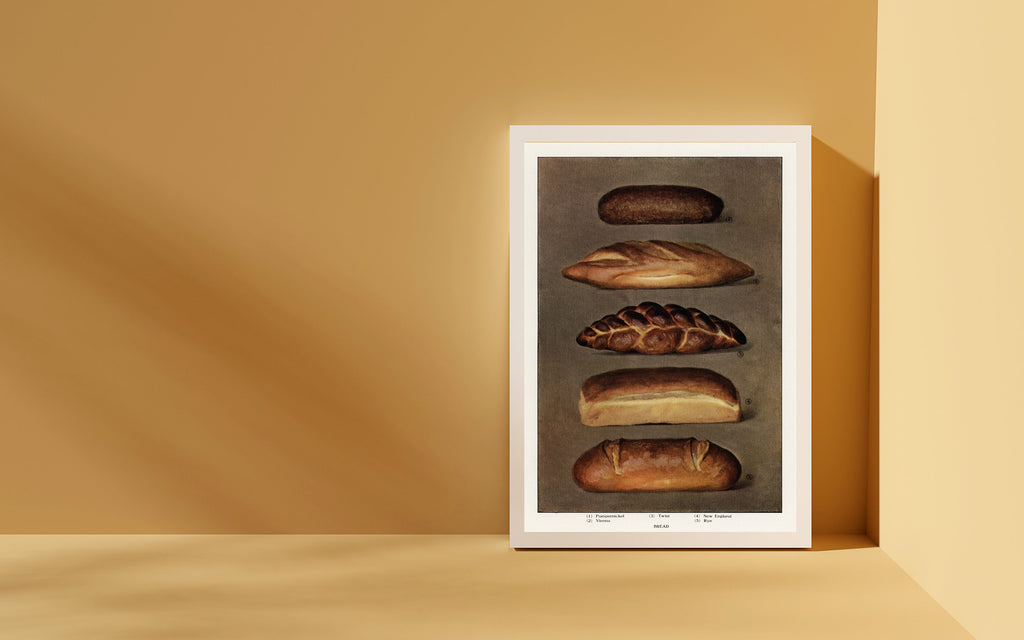Various baked breads vintage poster | Art Print Diagram Chart exhibiti ...