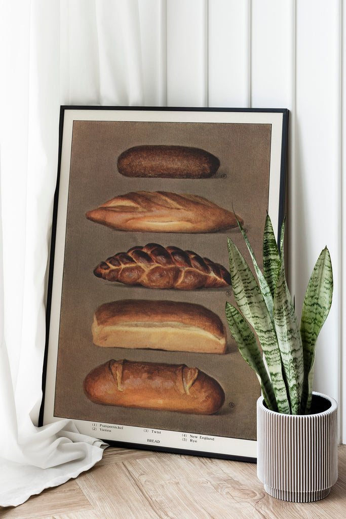 Various baked breads vintage poster | Art Print Diagram Chart exhibiti ...