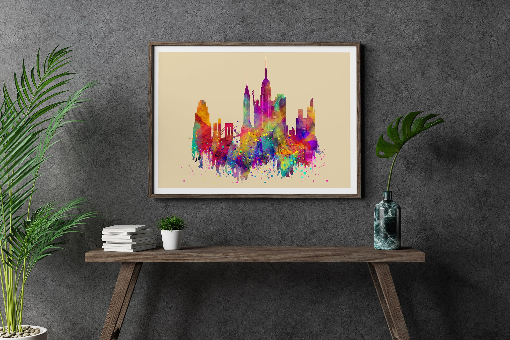 New York City Paint Drip poster, contemporary illustration art print ...