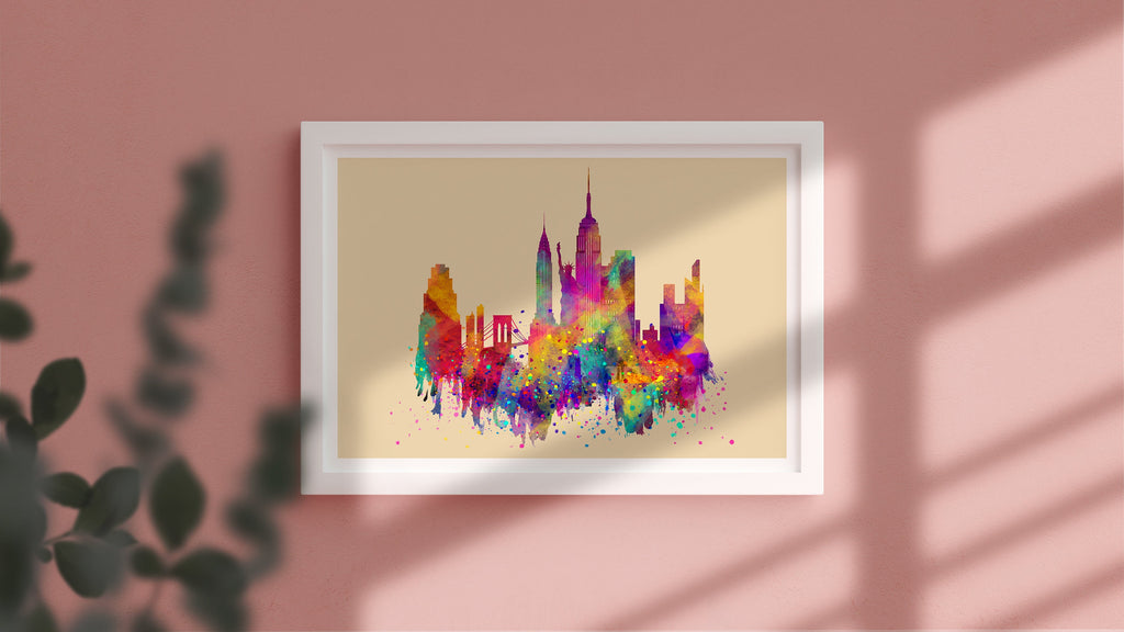 New York City Paint Drip poster, contemporary illustration art print ...
