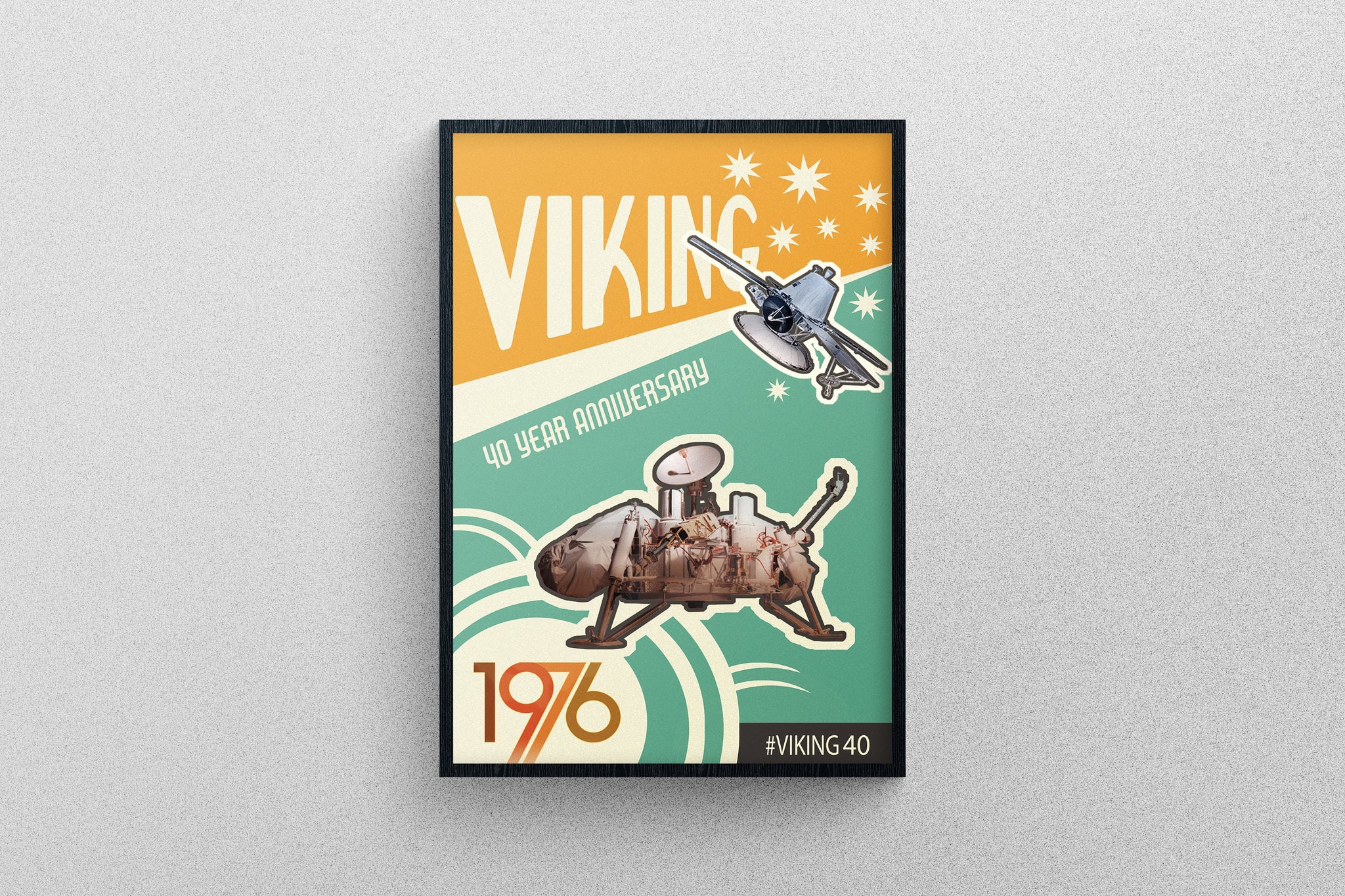 NASA Viking 40 years Anniversary Poster, Mars exploration illustration ...