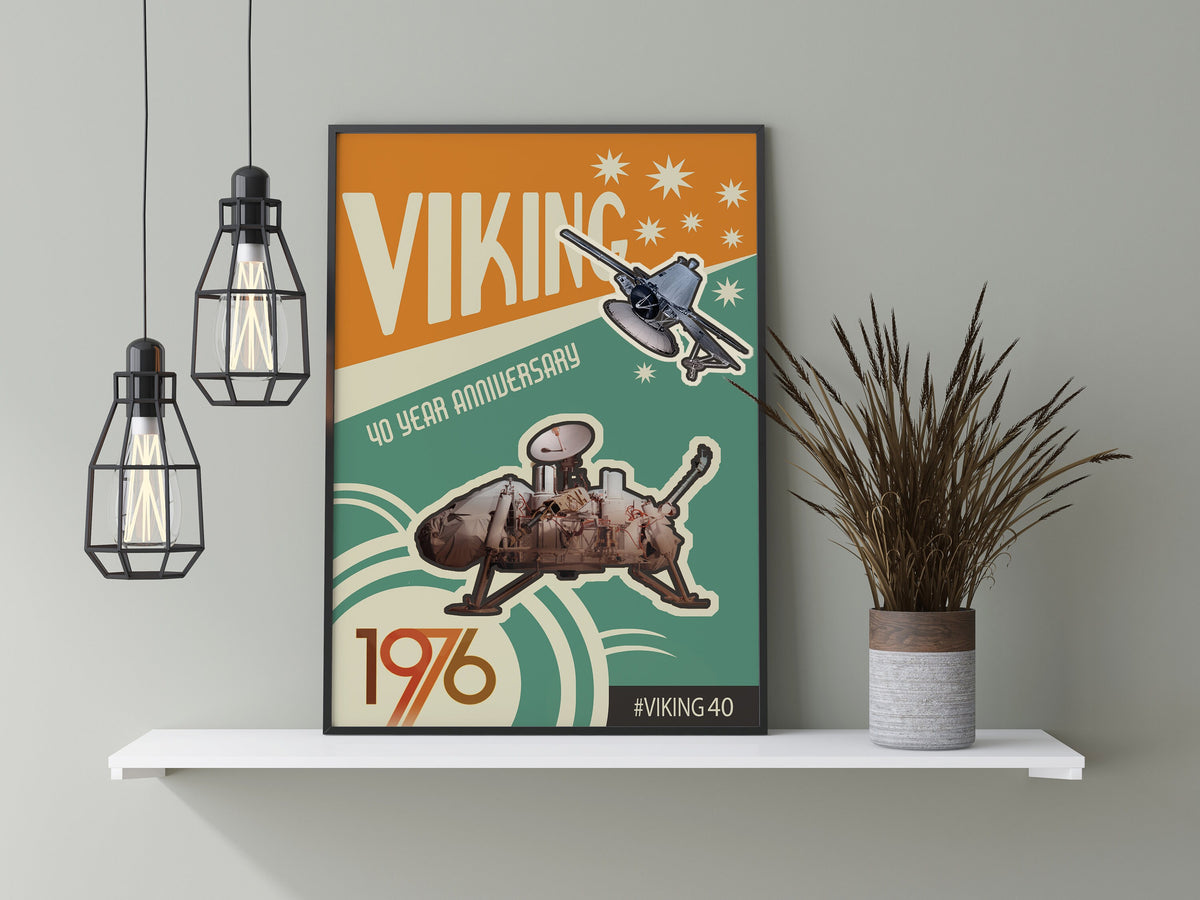 NASA Viking 40 years Anniversary Poster, Mars exploration illustration ...