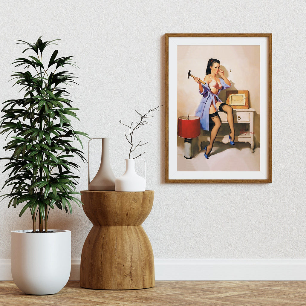 Vintage 1950s Pin-Up Poster, Hanging Frame, Retro Women Print – Big Art ...