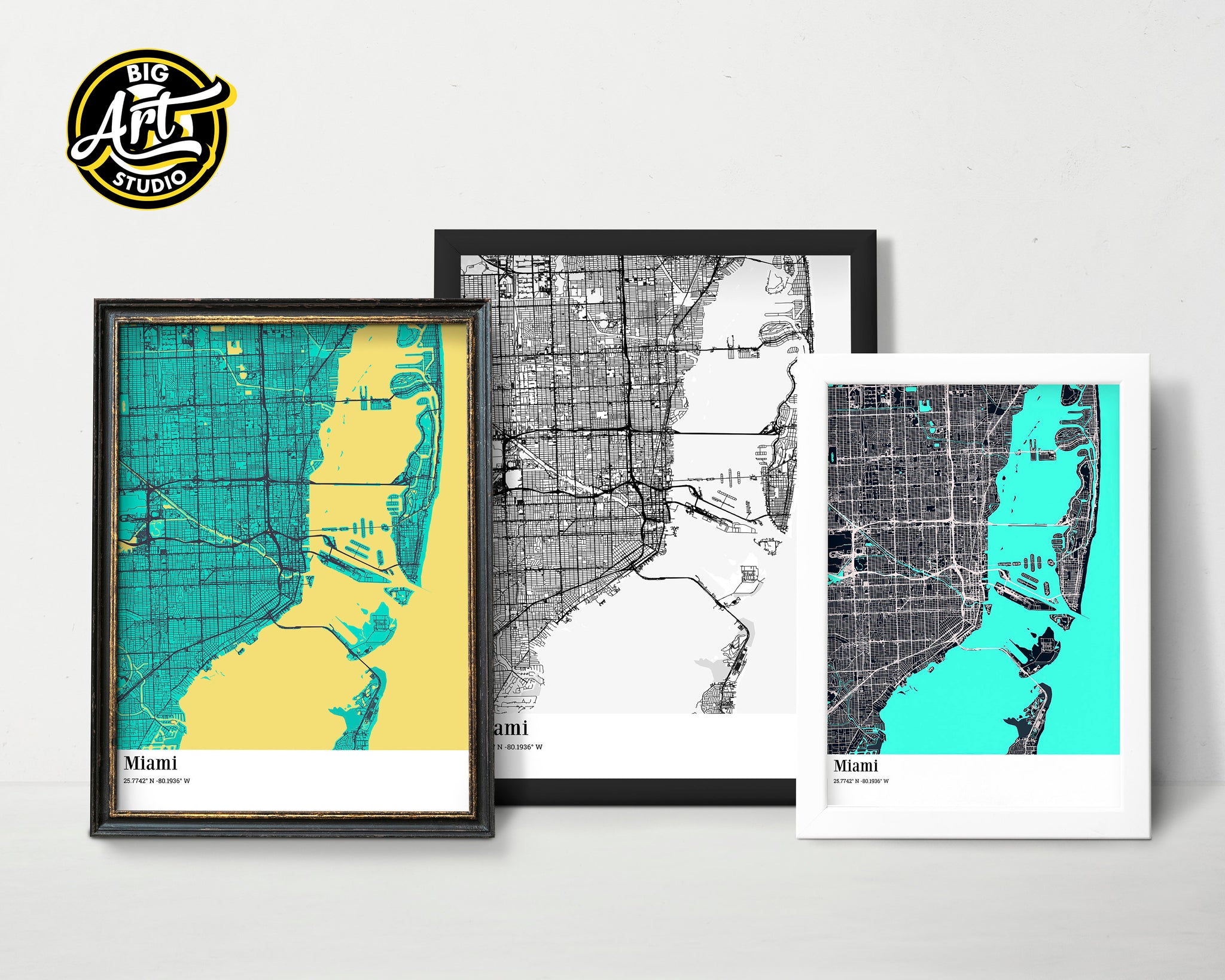 Miami Florida City Map Poster Street Map America, USA Print Home Gift ...