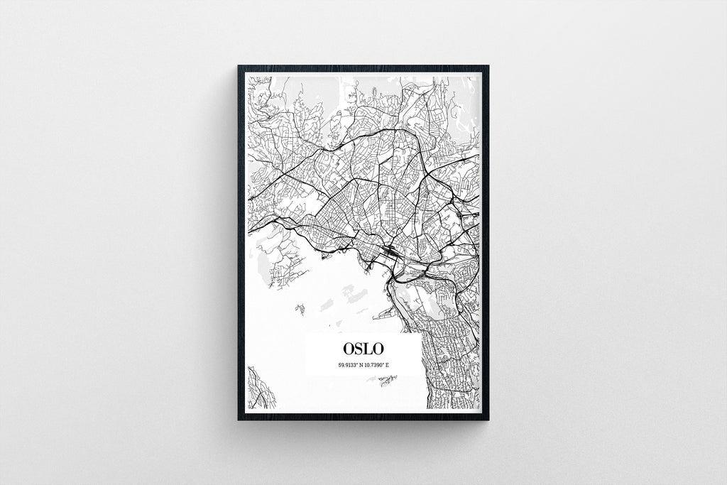 Oslo City Map Poster Street Map Norway Print Home Gift. – Big Art Shop