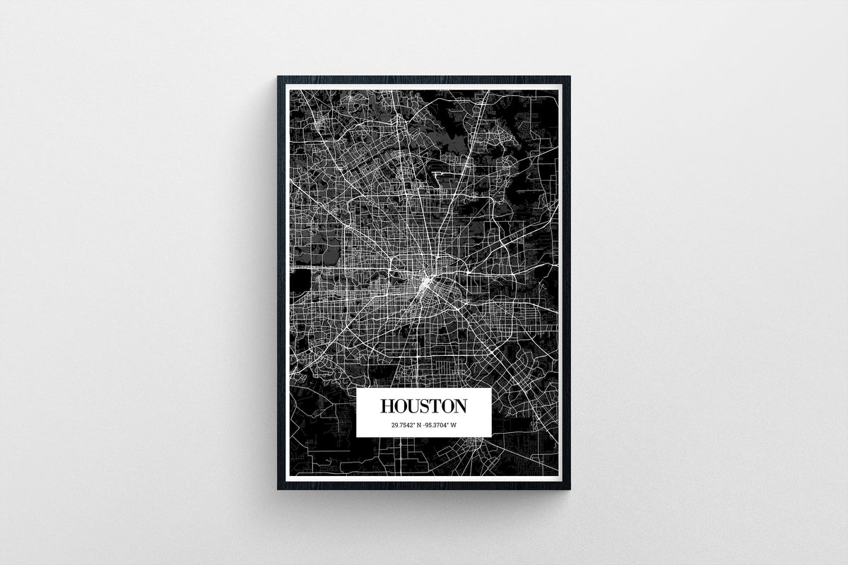 Houston Texas City Map Poster Street Map America, USA Print Home Gift ...