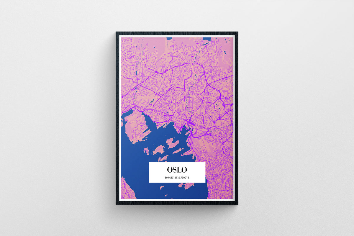 Oslo City Map Poster Street Map Norway Print Home Gift. – Big Art Shop