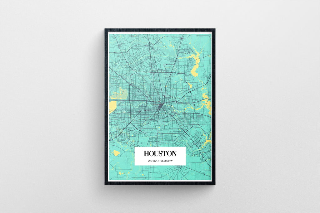 Houston Texas City Map Poster Street Map America, USA Print Home Gift ...