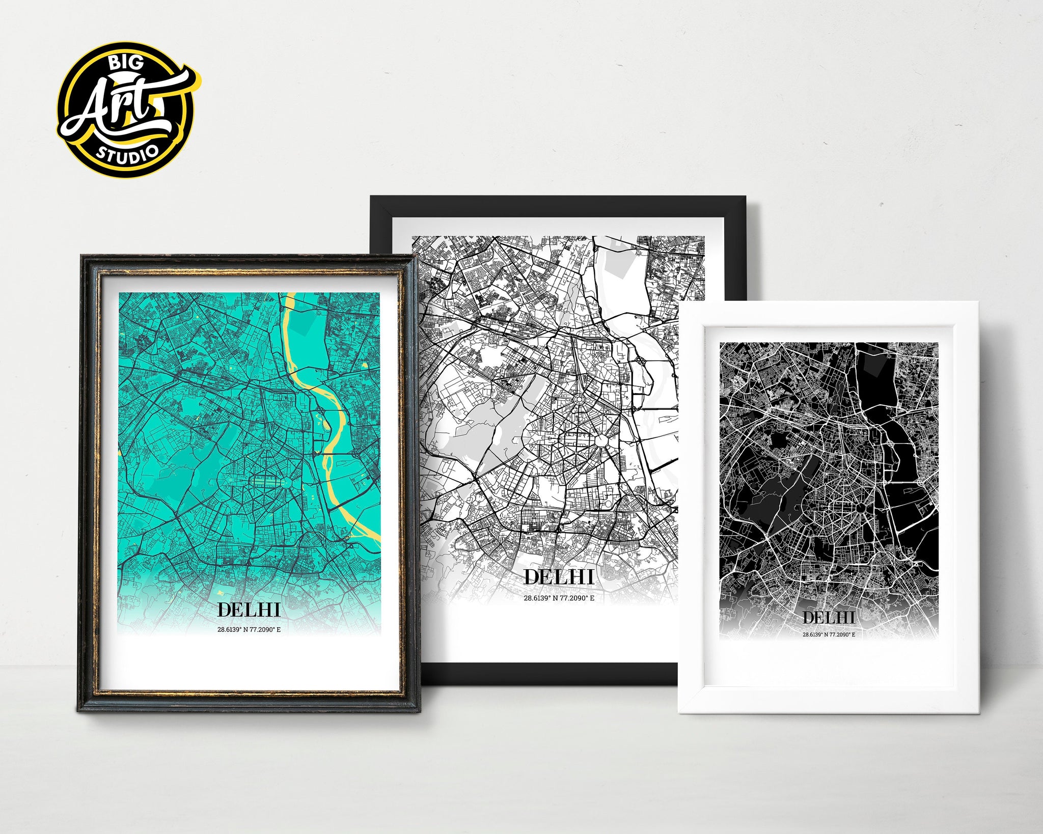 Delhi City Map Poster Street Map India Print Home Gift. – Big Art Shop