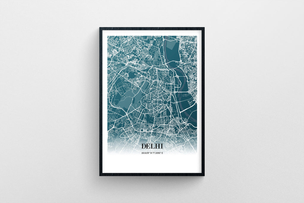 Delhi City Map Poster Street Map India Print Home Gift. – Big Art Shop
