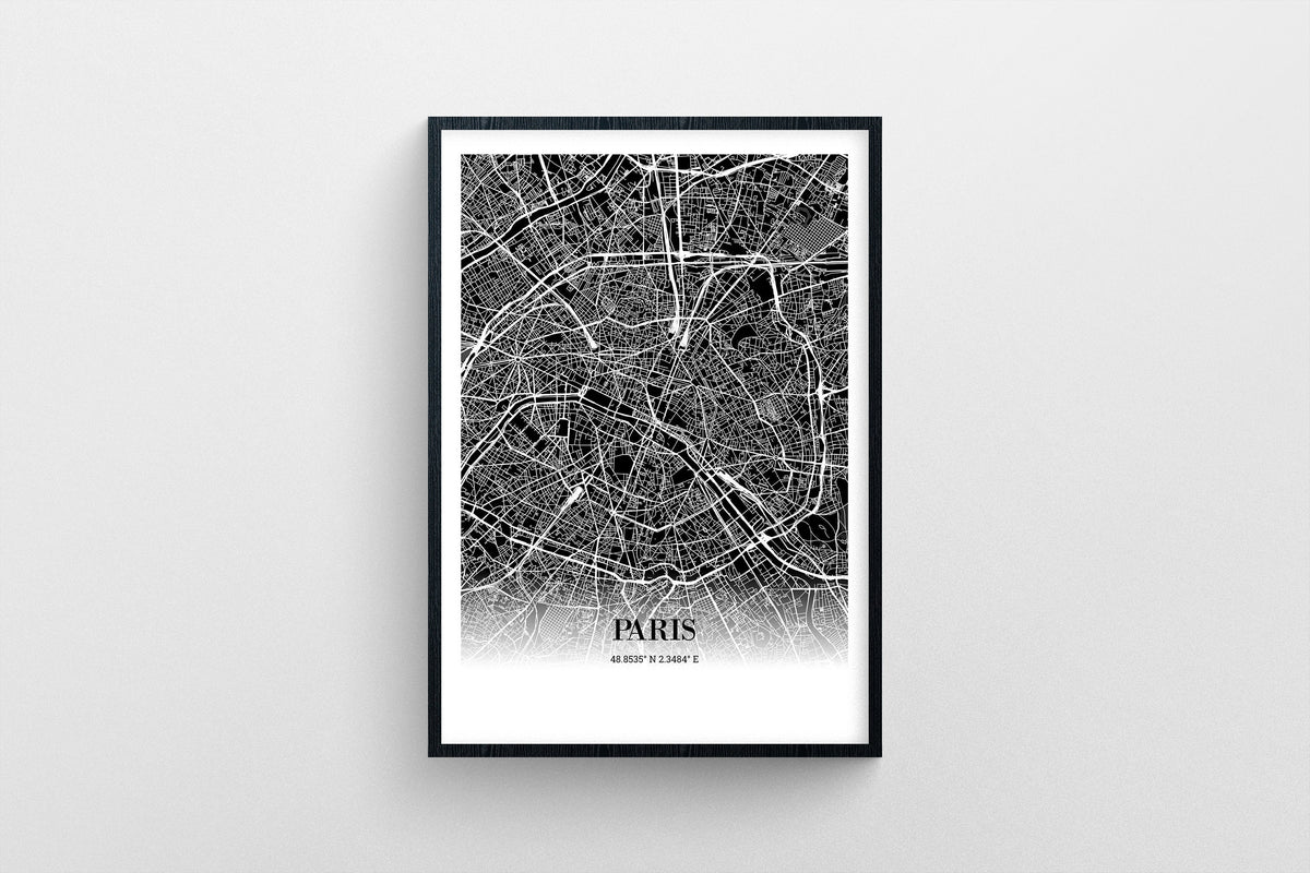 Paris City Map Poster Street Map France Print Home Gift. – Big Art Shop