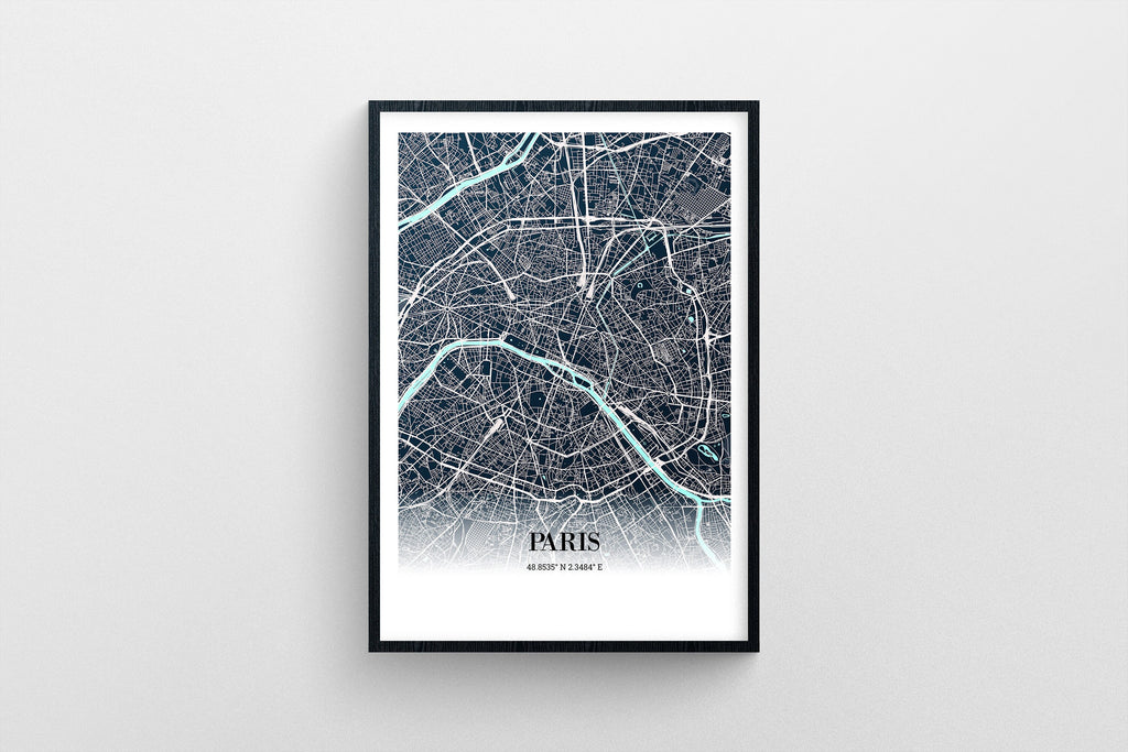 Paris City Map Poster Street Map France Print Home Gift. – Big Art Shop