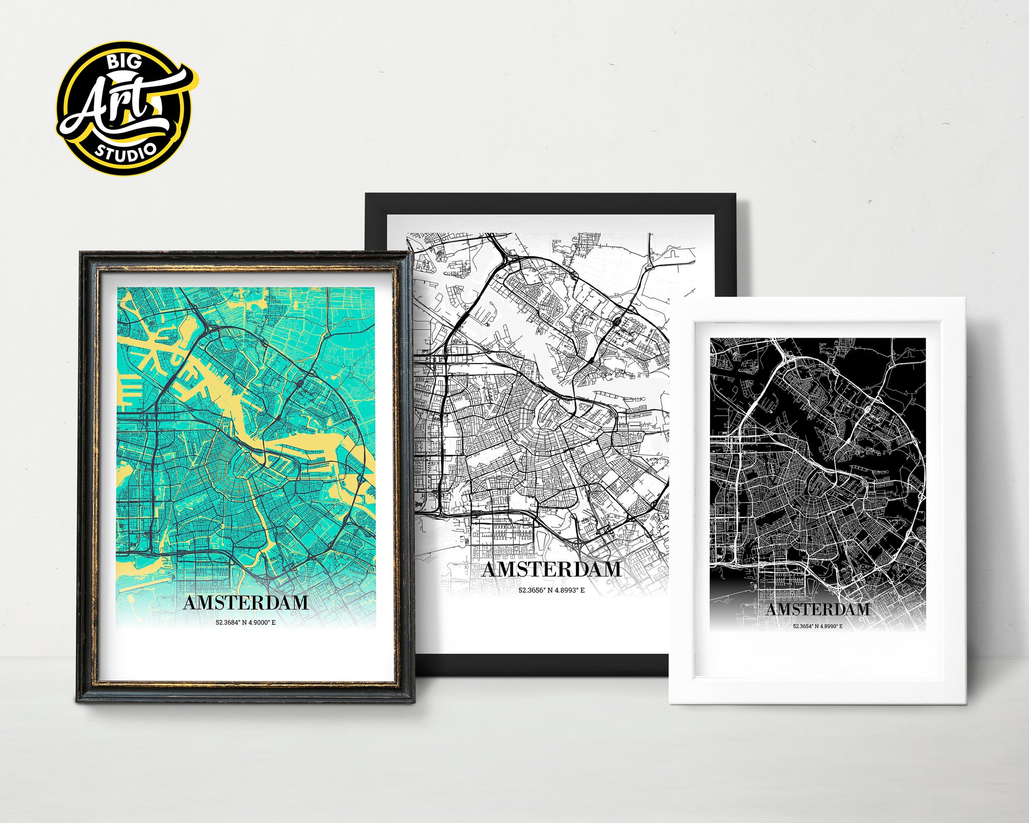 Amsterdam City Map Poster Street Map Netherlands Print Home Gift. – Big ...