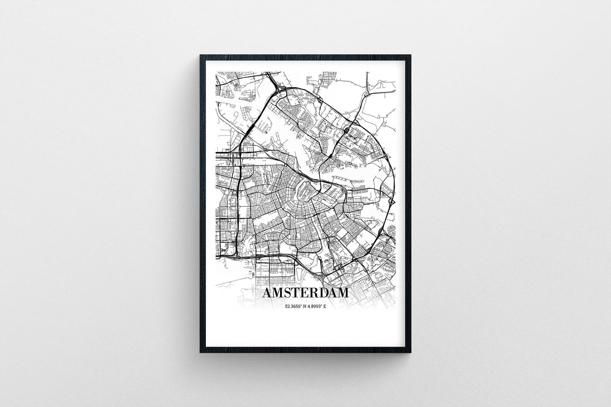 Amsterdam City Map Poster Street Map Netherlands Print Home Gift. – Big ...